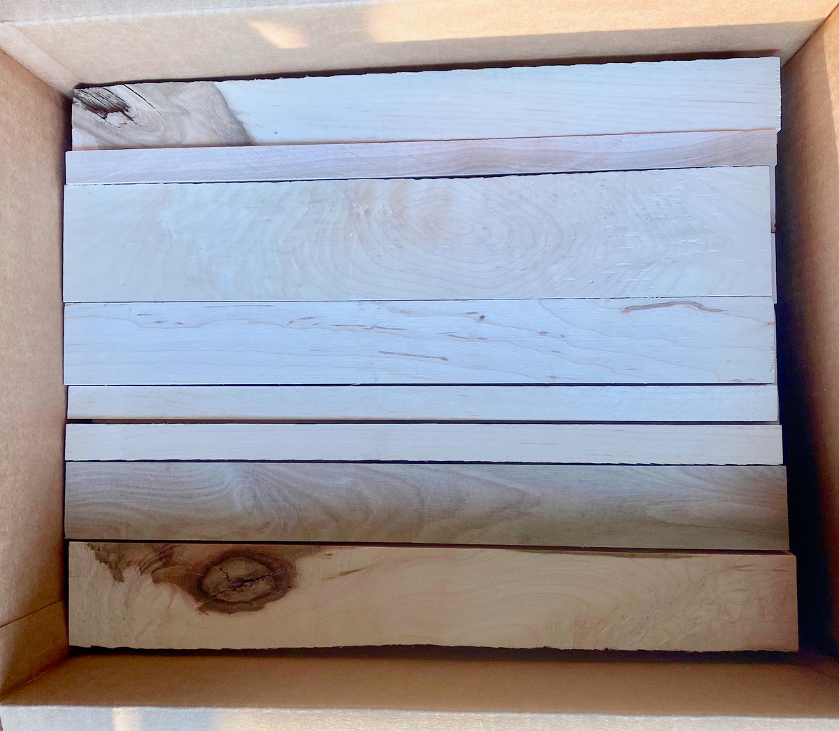 Box of 12", 16", & 24" Long Maple Scrap Cutting Board Sticks for Woodw ...